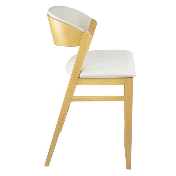 Banqueta Estofada Hera Encosto Anatômico Madeira Maciça Tecido 02 Linho ...