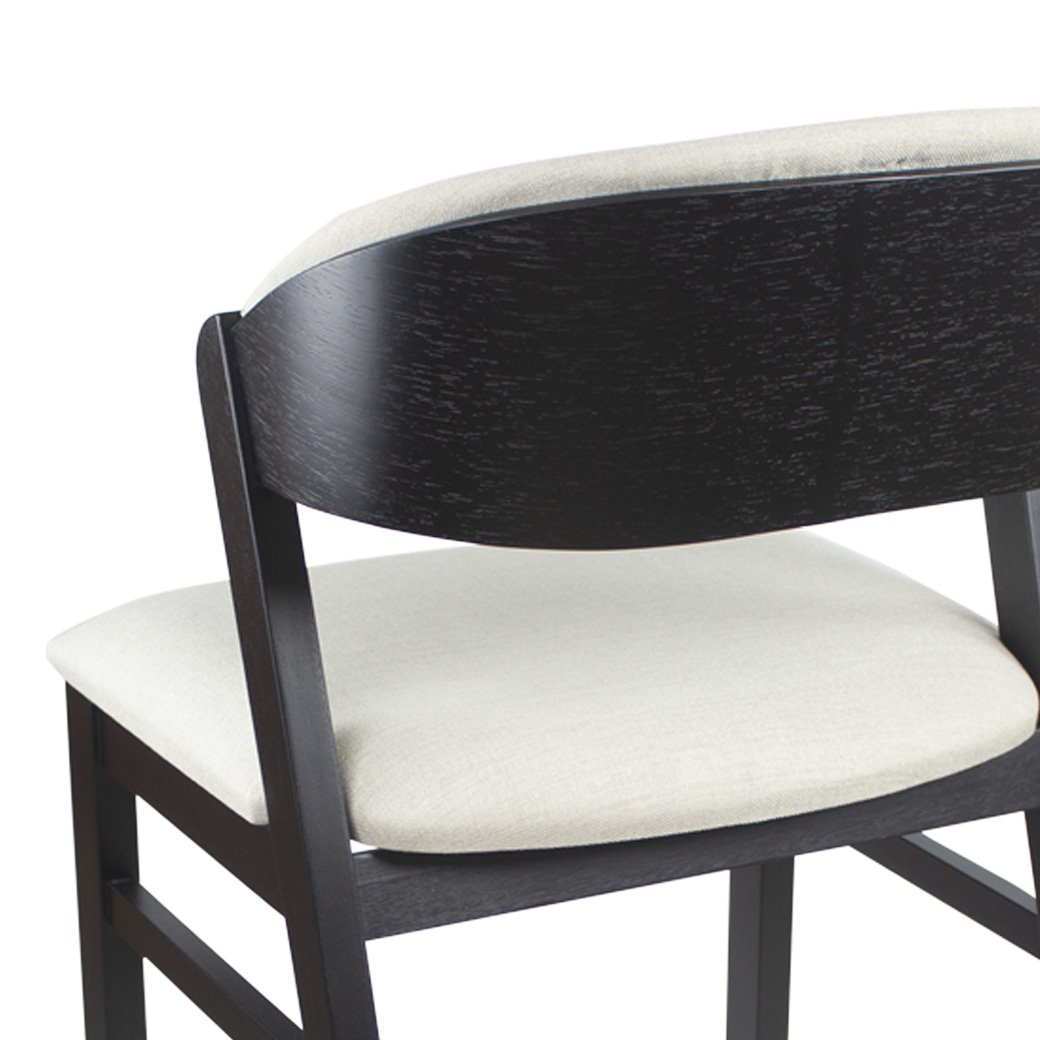 Banqueta Estofada Hera Encosto Anatômico Madeira Maciça Tecido 02 Linho ...